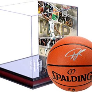 Giannis Antetokounmpo Milwaukee Bucks Autographed Spalding Indoor/Outdoor Basketball with 2019 NBA MVP Mahogany Sublimated Display Case - Autographed Basketballs