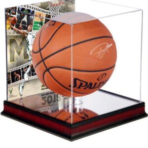 Giannis Antetokounmpo Milwaukee Bucks Autographed Spalding Indoor/Outdoor Basketball with 2019 NBA MVP Mahogany Sublimated Display Case - Autographed Basketballs