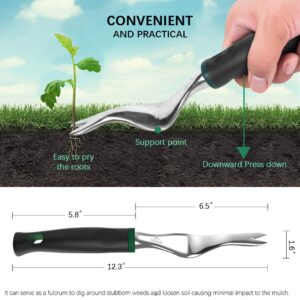 Walensee Stand Up Weeder and Weed Puller, Stand up Manual Weeder Hand Tool with 3 Claws, Stainless Steel and High Strength Foot Pedal, Weed Puller (Combo Pack - Stand Up Weeder & Hand Weeder)