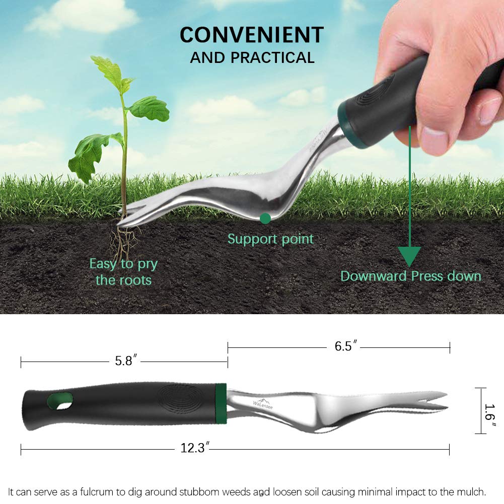 Walensee Stand Up Weeder and Weed Puller, Stand up Manual Weeder Hand Tool with 3 Claws, Stainless Steel and High Strength Foot Pedal, Weed Puller (Combo Pack - Stand Up Weeder & Hand Weeder)