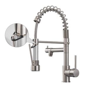 aimadi kitchen faucet with pull down sprayer,commercial single handle high arc stainless steel brushed nickel kitchen sink faucet