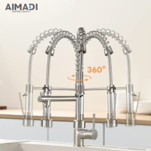 AIMADI Kitchen Faucet with Pull Down Sprayer,Commercial Single Handle High Arc Stainless Steel Brushed Nickel Kitchen Sink Faucet