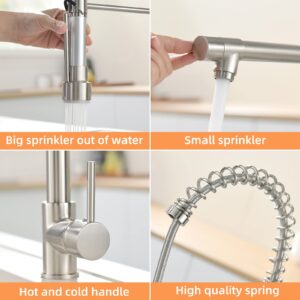 AIMADI Kitchen Faucet with Pull Down Sprayer,Commercial Single Handle High Arc Stainless Steel Brushed Nickel Kitchen Sink Faucet