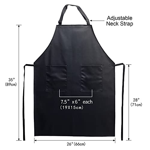 Aimbinet Waterproof Rubber Vinyl Apron - Chemical Resistant Work Cloth with 2 Pockets- Adjustable for Men & Women, Water and Oil Resistant For DishWashing, Lab Work, Butcher, Dog Grooming, Cleaning Fish, Black, Small