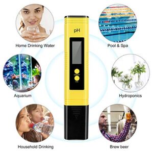 Digital PH Meter, UOTO Water Quality Tester 0.01 PH High Accuracy and 0-14 PH Measurement Range, Ideal Water Test Meter for Household Drinking Water, Aquariums, ATC – Yellow