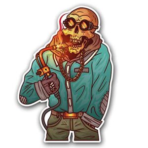 zombie welder smoking cigar hard hat welding helmet decal sticker by ssts prints