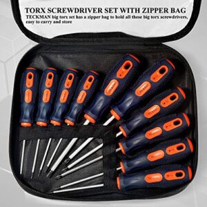 Torx Screwdriver Set,TECKMAN 10 in 1 Magnetic Torx Security Screwdrivers with T6 T8 T9 T10 T15 T20 T25 T27 T30 T40 Long Bit for Stihl Saws,Dyson Vacuum,Motorcycle,Bicycles,Automobile and Dishwasher