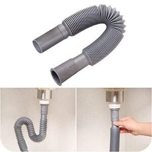 OLIREXD 1-1/4 Inch Flexible and Expandable Drain Pipe Tube S Trap, Universal Plastic Angle Simple Extension Tube for Kitchen Bathroom Sink Sewer Drain Wash Basin