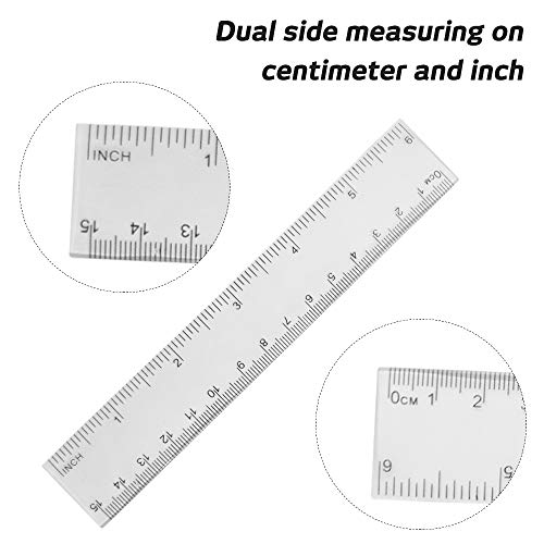 Set of 4, Clear Measuring Tools, DaKuan Plastic Straight Ruler (12 Inches and 6 Inches) and Protractor 180 Degree (4 Inch and 6 Inch)