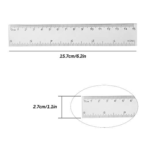 Set of 4, Clear Measuring Tools, DaKuan Plastic Straight Ruler (12 Inches and 6 Inches) and Protractor 180 Degree (4 Inch and 6 Inch)