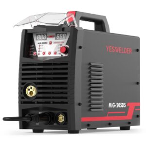 yeswelder digital mig-205ds mig welder,200amp 110/220v dual voltage, gas gasless mig welding machine mig/lift tig/arc 3 in 1 multiprocess aluminum mig welder, spool gun compatible