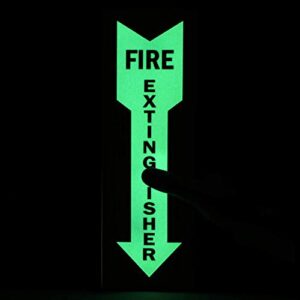 SmartSign “Fire Extinguisher” Label with Downward Arrow | 4" x 12" Glow-in-The-Dark Laminated Vinyl