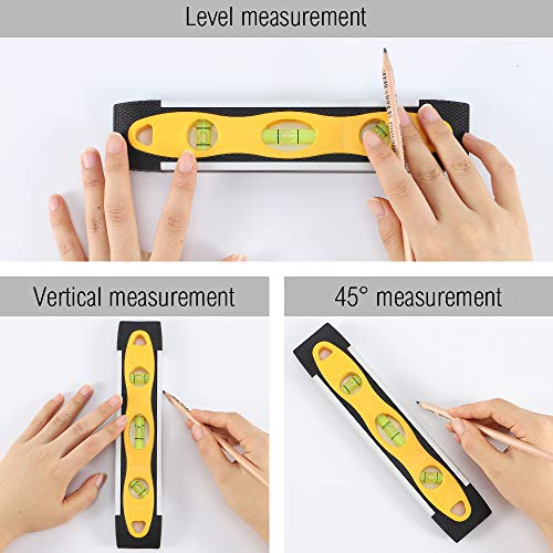 DOWELL Magnetic Level Shockproof Torpedo Level Box Spirit Level 9 Inch Top Vial Alloy Frame 180 90 45 Degree Bubble Level