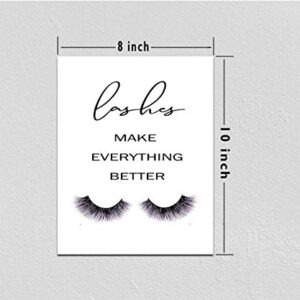 Eyelashes Decor girls room decor Lashes Make Everything Better, Glamour Decor, Bedroom Wall Decor, Inspirational Print, Makeup Lashes Art 8X10 Inch Prints No Framed