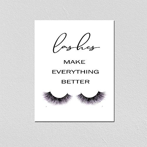 Eyelashes Decor girls room decor Lashes Make Everything Better, Glamour Decor, Bedroom Wall Decor, Inspirational Print, Makeup Lashes Art 8X10 Inch Prints No Framed