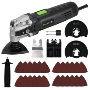 galax pro 3.5a 6 variable speed oscillating multi tool kit with quick clamp system change and 30pcs accessories, oscillating angle:4° for cutting, sanding, grinding