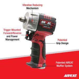 AIRCAT Pneumatic Tools 1059-VXL: 3/8-Inch Vibrotherm Drive Composite Compact Impact Wrench 750 ft-lbs