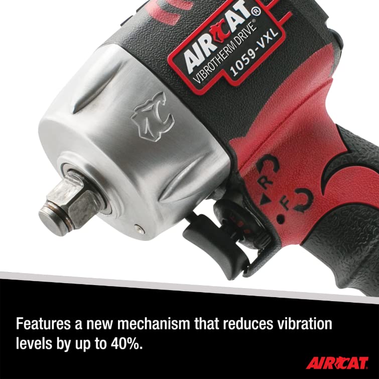 AIRCAT Pneumatic Tools 1059-VXL: 3/8-Inch Vibrotherm Drive Composite Compact Impact Wrench 750 ft-lbs