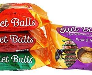 Wildlife Sciences Melt Resistant Suet Balls Variety 16 Pack, 4 Wrapped Packs of 4 Bird Suet Balls