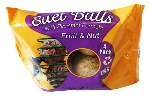 Wildlife Sciences Melt Resistant Suet Balls Variety 16 Pack, 4 Wrapped Packs of 4 Bird Suet Balls