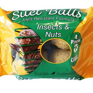 Wildlife Sciences Melt Resistant Suet Balls Variety 16 Pack, 4 Wrapped Packs of 4 Bird Suet Balls