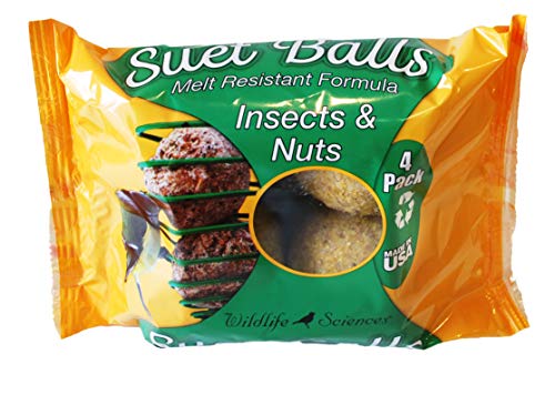 Wildlife Sciences Melt Resistant Suet Balls Variety 16 Pack, 4 Wrapped Packs of 4 Bird Suet Balls