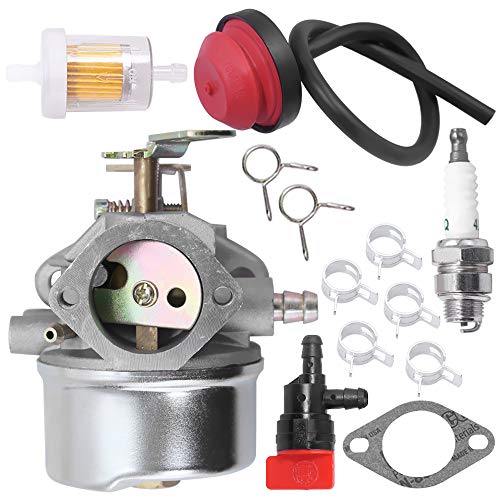 640052 Carburetor w Primer Bulb Fuel Filter Replacement for Tecumseh HMSK80 HMSK90 HMSK85 HMSK100 HMSK105 HMSK110 LH318SA LH358SA Snow Blower Thrower 8HP 9HP 10HP 640054 640349