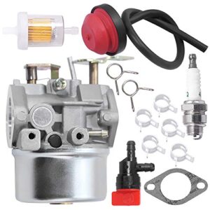 640052 Carburetor w Primer Bulb Fuel Filter Replacement for Tecumseh HMSK80 HMSK90 HMSK85 HMSK100 HMSK105 HMSK110 LH318SA LH358SA Snow Blower Thrower 8HP 9HP 10HP 640054 640349