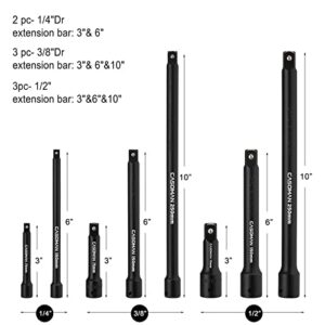 CASOMAN 18-Piece Drive Tool Accessory Set, Premium CR-V Steel with Black Phosphate Finish, Includes Socket Adapters, Extensions and Universal Joints and Impact Coupler, Professional Socket Accessories