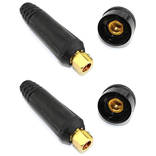 DGZZI 2Pairs DKJ10-25 TIG Dinse Welding Cable Panel Connector Quick Fitting Cable Connector Plug and Socket Black for 100A, 160A, 180A, 200A, 250A Welders