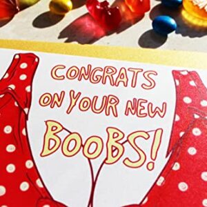 Congrats on Your New Boobs Handmade Card, Congratulations Pregnancy Gift, Breast Implants Surgery Card