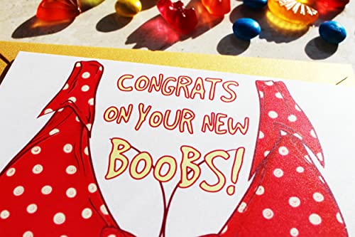 Congrats on Your New Boobs Handmade Card, Congratulations Pregnancy Gift, Breast Implants Surgery Card