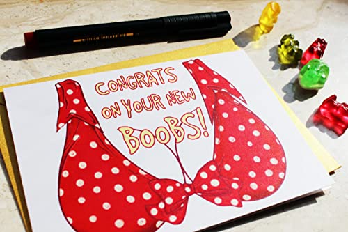 Congrats on Your New Boobs Handmade Card, Congratulations Pregnancy Gift, Breast Implants Surgery Card