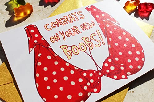 Congrats on Your New Boobs Handmade Card, Congratulations Pregnancy Gift, Breast Implants Surgery Card