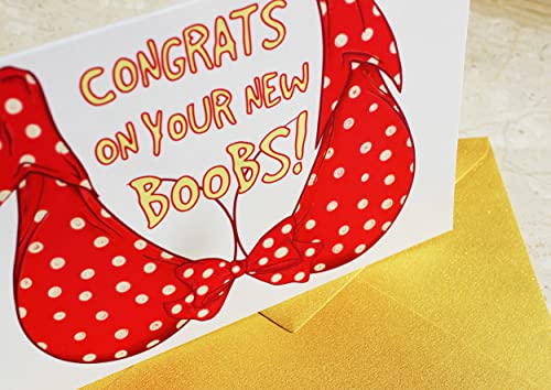 Congrats on Your New Boobs Handmade Card, Congratulations Pregnancy Gift, Breast Implants Surgery Card