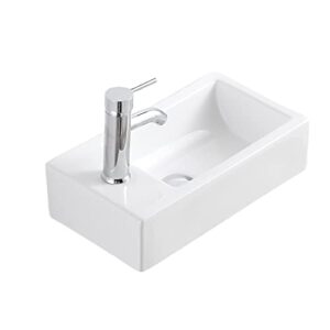 qi&yi bathroom vanity ceramic vessel sink wall mount small half bathroom corner basin faucet pop up drain left hand