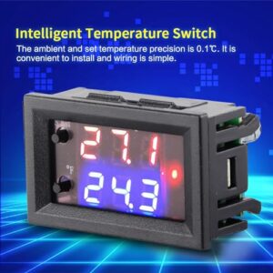 Digital Display Microcomputer Thermostat, DC12V Temperature Controller Switch with Sensor for Temperature Control Protection Fields.