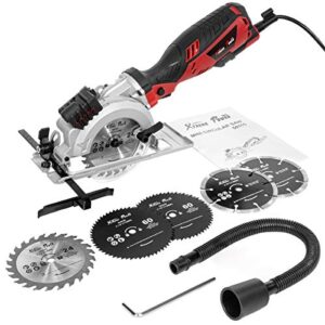 xtremepowerus 50115 circular saw 4.5" w/6 blades & laser corded 705w 120v electric cutting tool cut off