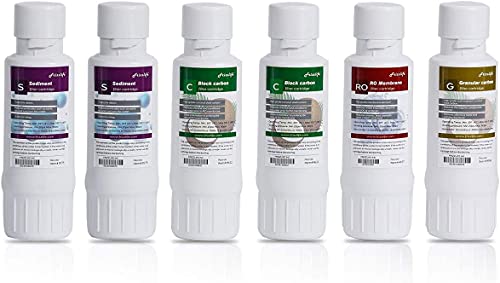 FRIZZLIFE W5006 Water Filter Replacement Cartridge For WA99 RO Reverse Osmosis System - From Second Year Replacement Cartridge Set (6 Pack)