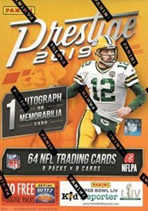 2019 panini prestige nfl football blaster box (64 cards incl. one memorabilia or autograph card)