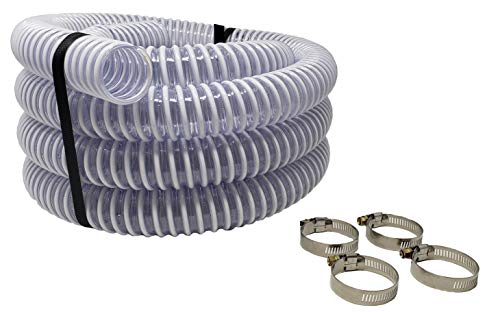 Sealproof 1.5" Pool Filter Pump Connection Hose for Above Ground Pools, 20 FT x 1-1/2 Inch Premium Quality Kinkproof PVC, Made in USA | Cut to Desired Length, Includes 4 Hose Clamps