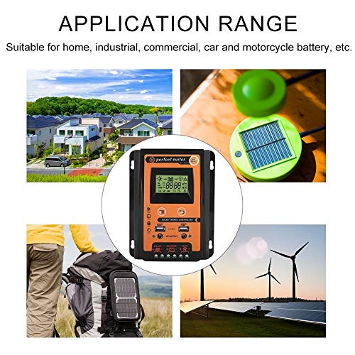 Aramox Solar Charge Controller, 12V/24V MPPT Solar Charge Controller Solar Panel Battery Regulator Dual USB LCD Display (70A)