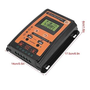 Aramox Solar Charge Controller, 12V/24V MPPT Solar Charge Controller Solar Panel Battery Regulator Dual USB LCD Display (70A)