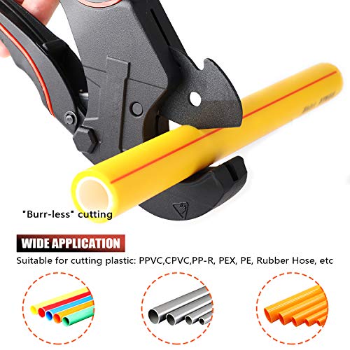 GETUHAND Ratchet-type PVC Pipe Cutters, 1/8-inch to 2-1/2-inch Hose Cutter Tool, One-hand Fast PEX Pipe Cutter with Quick Change Blade System for Cutting PEX, PVC, and PPR Plastic Hoses