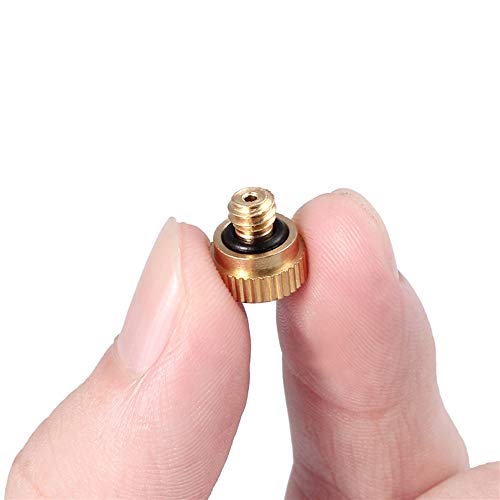 HisweetH 20Packs Misting Nozzles 10/24 UNC Mister 0.4mm(0.016Inch) Brass Misting Nozzles Replacement Low Pressure Atomizing Misting Sprayer Outdoor Cooling Mister System for Patio Outdoor