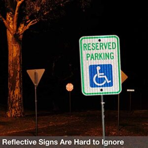 Reserved Parking Signs (4 Pack), Handicap Parking Sign, with Picture of Wheelchair Sign, 18 x 12 Engineer Grade Reflective Sheeting Rust Free Aluminum, Weather Resistant, Waterproof, Durable Ink