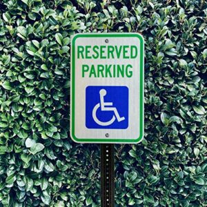 Reserved Parking Signs (4 Pack), Handicap Parking Sign, with Picture of Wheelchair Sign, 18 x 12 Engineer Grade Reflective Sheeting Rust Free Aluminum, Weather Resistant, Waterproof, Durable Ink