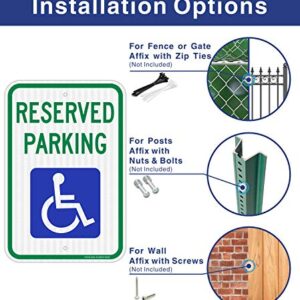 Reserved Parking Signs (4 Pack), Handicap Parking Sign, with Picture of Wheelchair Sign, 18 x 12 Engineer Grade Reflective Sheeting Rust Free Aluminum, Weather Resistant, Waterproof, Durable Ink