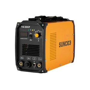 suncoo tig welder, 200 amp tig&mma/stick/arc welding machine inverter dc tig-200cp hf 110/220v dual voltage with led digital display, brush, yellow