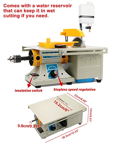 Lapidary Equipment DIY Jewelry Lapidary Saw for Cutting Rocks, 110V Mini Table Saws Grinder Polishing Machine 0-10000r/min with Flexible Shaft,Right Benchtop